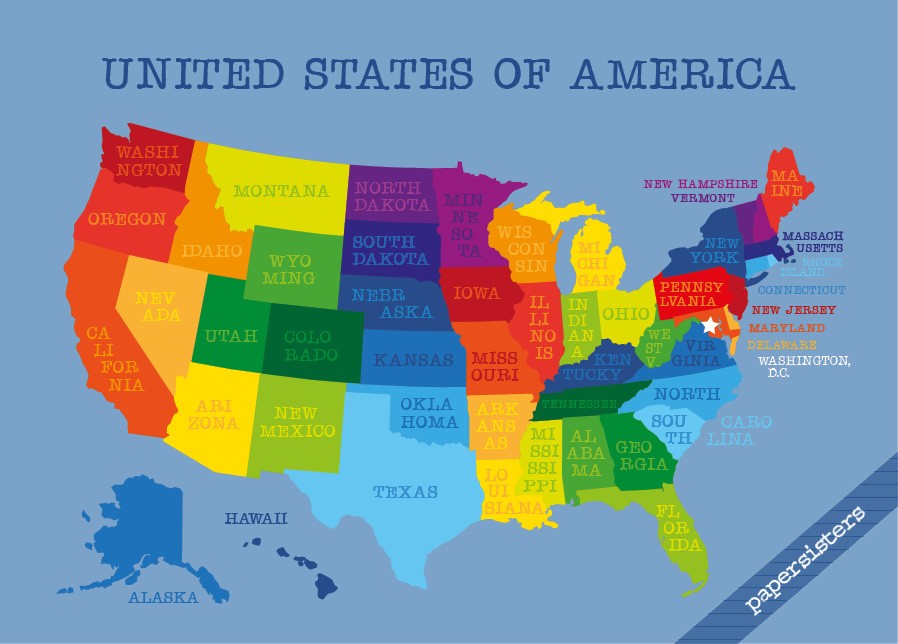 Postkarte Facts about the USA