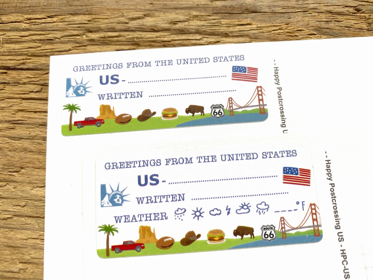 Greetings from the US Postcard ID Sticker Set