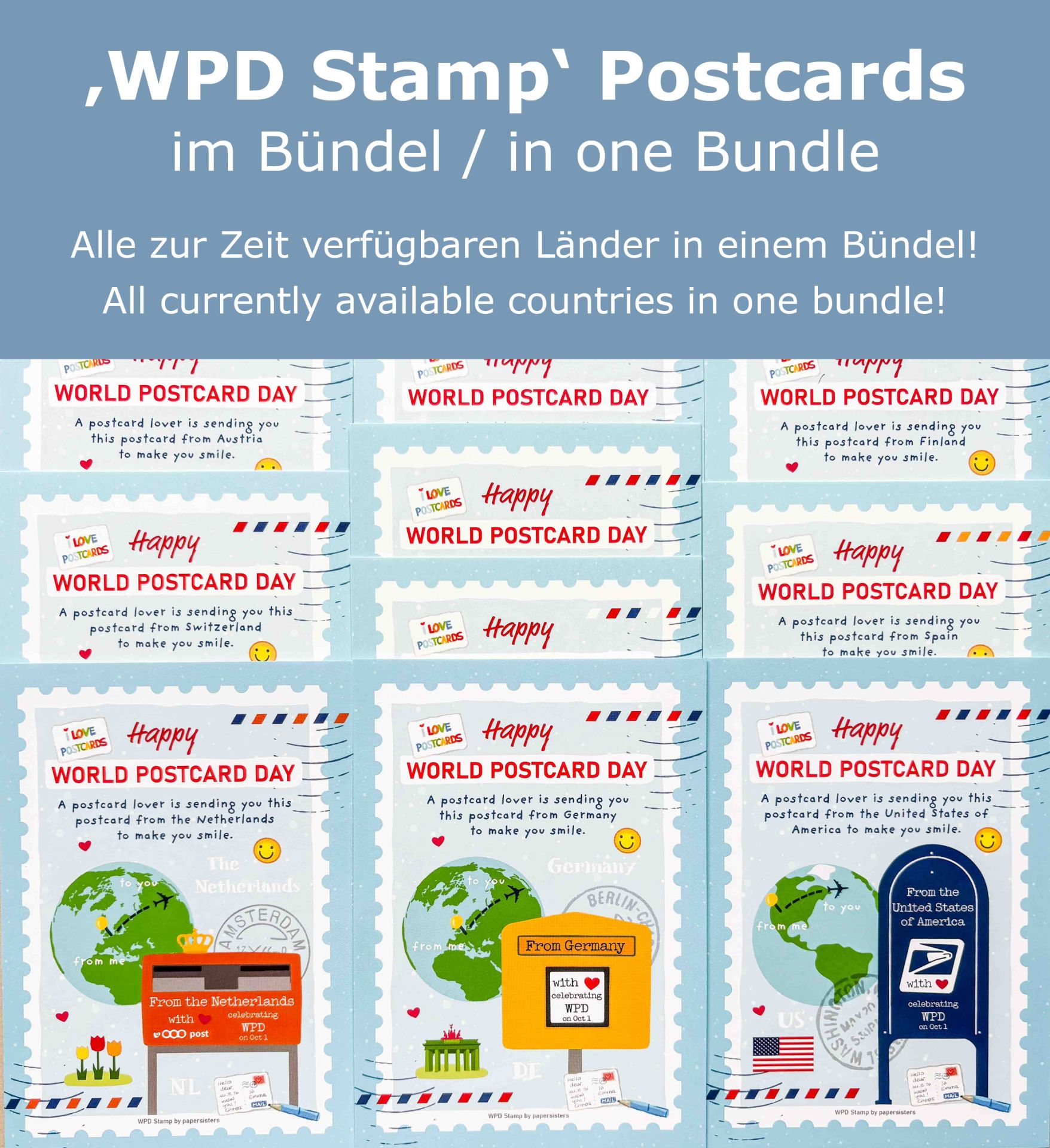 Postcards, Rubberstamps, Stickers, Tapes and more